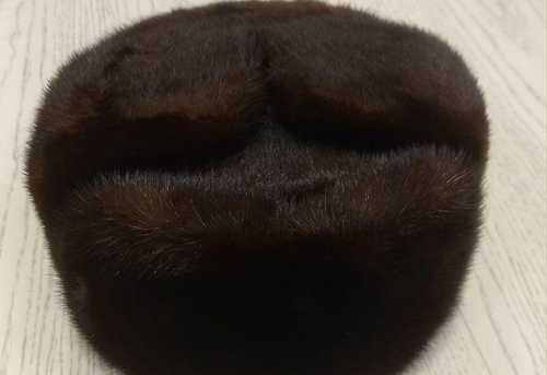 Норковая шапка тёмно-коричневого цвета мужская