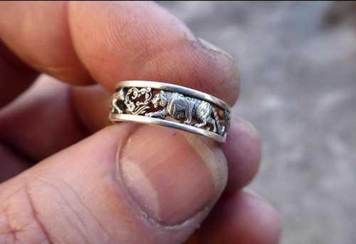 Серебряное кольцо Лесные звери, серебро 925
