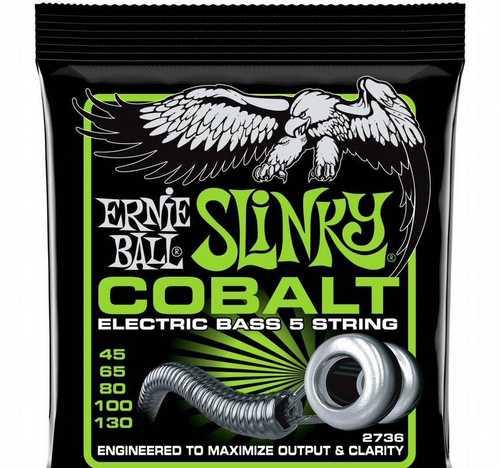 Струны для пятиструнной бас-гитары Ernie Ball 2736 Slinky Cobalt Bass 5