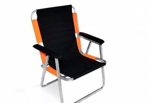 Кресло-шезлонг туристическое, в чехле, черно-оранж
