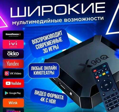 Смарт тв приставка X96Q сетевая для телевизора