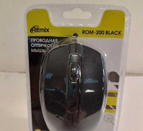 Мышь проводная ritmix ROM-200, черная (Д)