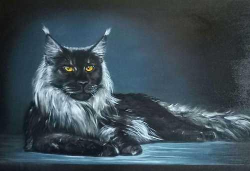 Картина маслом Черный кот