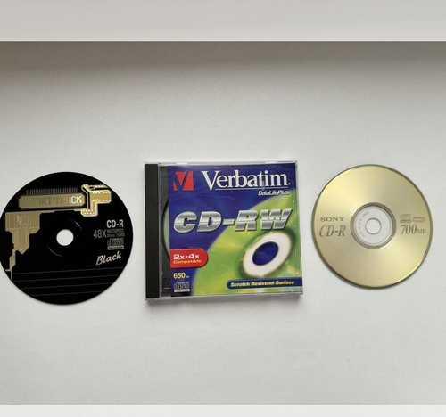 3 диска verbatim cd-rw, cd-r