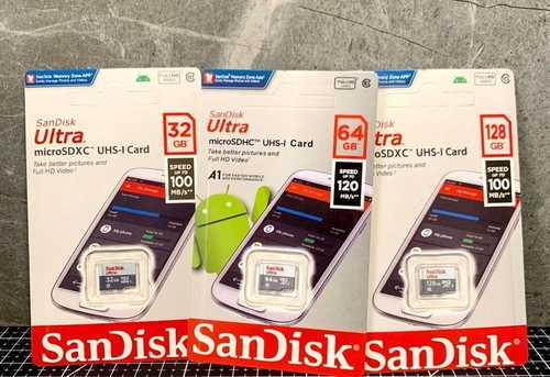 Карта памяти (симка) MicroSD Sandisk 32,64,128 Gb