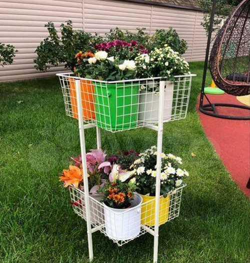 Этажерка для цветов с корзинами и кашпо (8 штук)