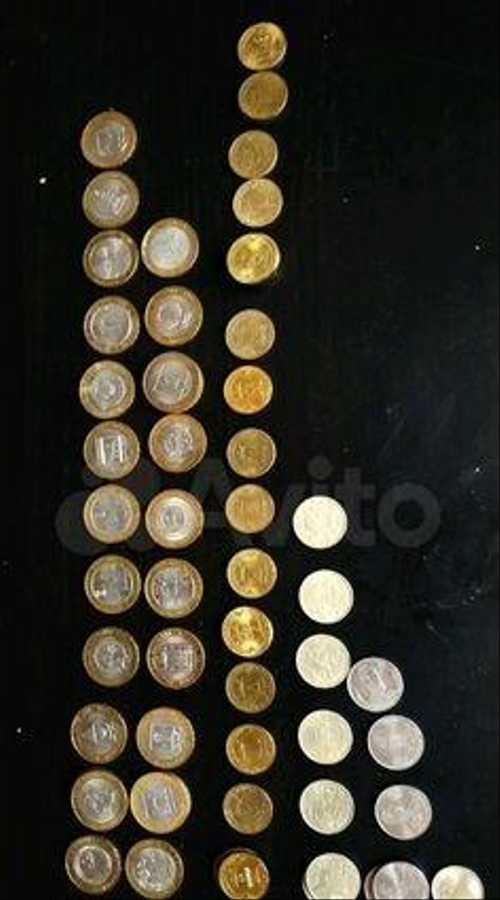 Юбилейные монеты: 10,5,2 р. Простые и биметалл
