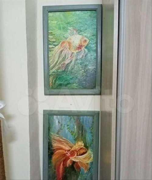 Картина интерьерная золотые рыбки