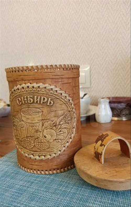 Хлебница Сухарница банка из бересты