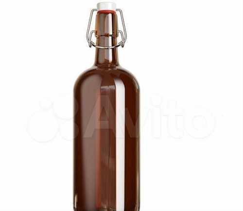 Бутылка с бугельной пробкой 1л коричневая 12шт
