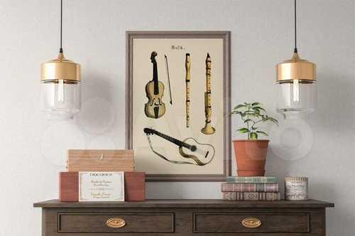 Плакат "Просто Постер" Музыкальные инструменты 50x70 в раме
