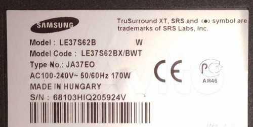 Разбор телевизора Samsung LE37S62B