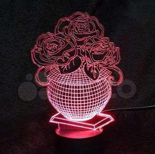 Светильник 3D Цветы
