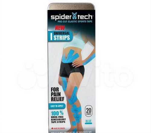 Тейп SpiderTech преднарезанный, 20шт. голубой