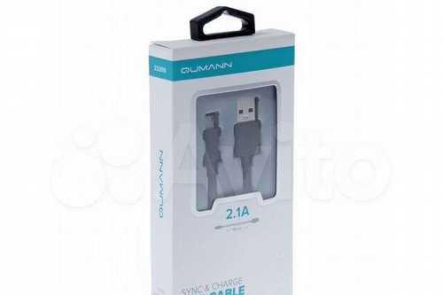 Кабель Qumann micro USB 1м 2.1А PVC корд чёрный