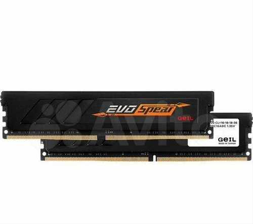Модуль памяти dimm 16Gb 2х8Gb DDR4 PC25600 3200MHz Geil EVO Spear Black (GSB416GB3200C16BDC)