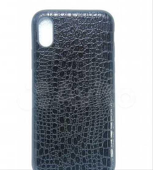 Чехол-накладка для iPhone X\XS TOP fashion Рептилия TPU черный Блистер