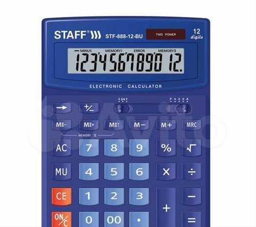 Калькулятор Staff настольный (200*150 мм) 12 разрядов, двойное питание, синий (250455)