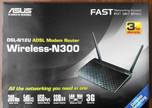 Adsl2+ маршрутизатор asus DSL-N12U/B1