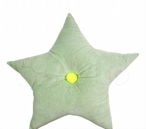Подушка декоративная из вельвета "Звезда", мятная