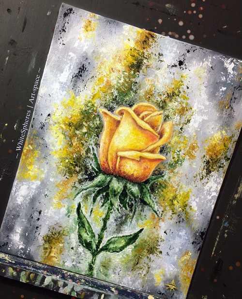 Картина в подарок "Желтая Роза"