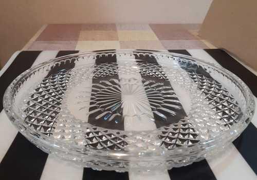 Хрустальная тарелка ваза поднос