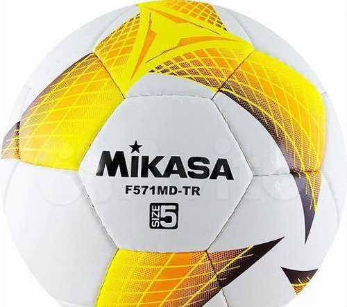 Мяч футб. "mikasa F571MD-TR-O", р.5, 32пан, гл. пвх, руч.сш, лат.кам, бело-желто-оранжчерный