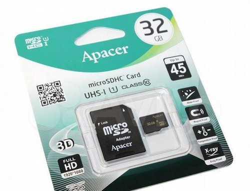 Карта памяти 32Gb microSD, Class 10, Apacer