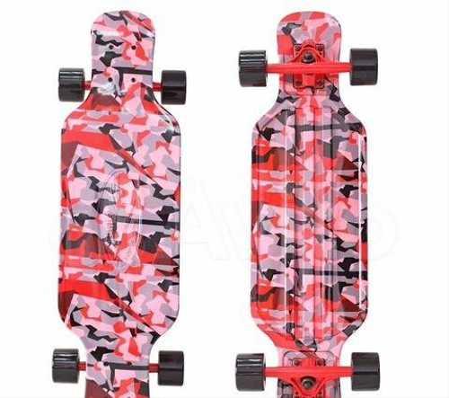 Скейтборд Y-scoo Longboard Shark TIR 31", 79*22 см, с сумкой, Chaos, red-black (408-Ch)