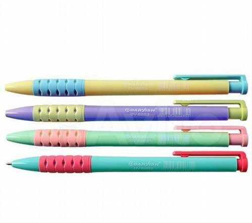 Набор шариковых автоматических ручек, корпус цветной с цветным резиновым держателем, 0,5 мм, 12 штук