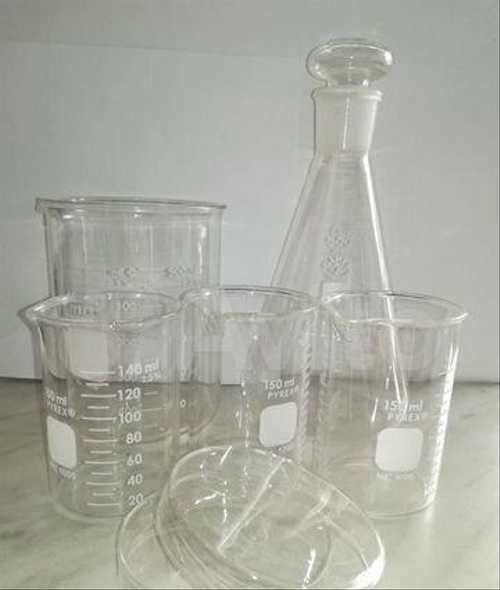 Чашка Петри, колба, мерные стаканы pyrex