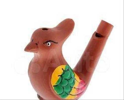 Свистулька керамическая водяная "Птичка с цветными крылышками"
