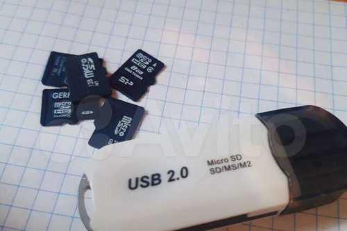 Micro SD флеш карта памяти на 8, 4 gb и адаптер