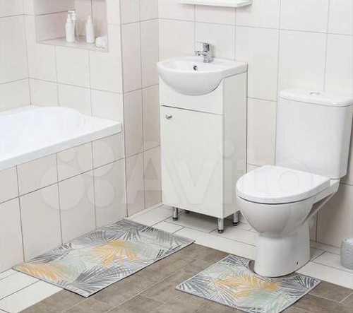 Набор ковриков для ванны и туалета Доляна "Тропики", 2 шт: 50х80, 40х50 см