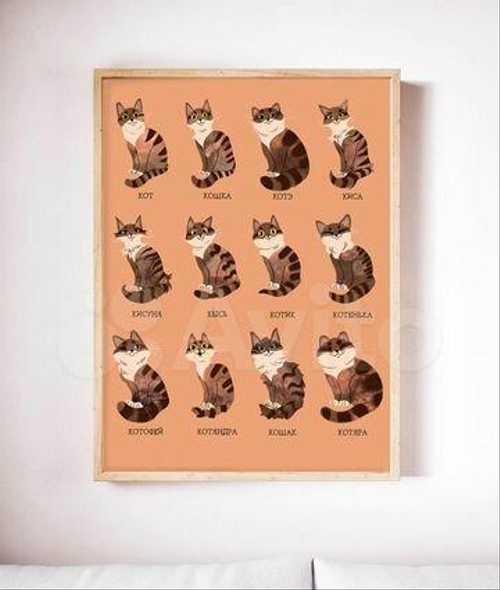 Плакат "Просто Постер" Коты 50x70 в подарочном тубусе