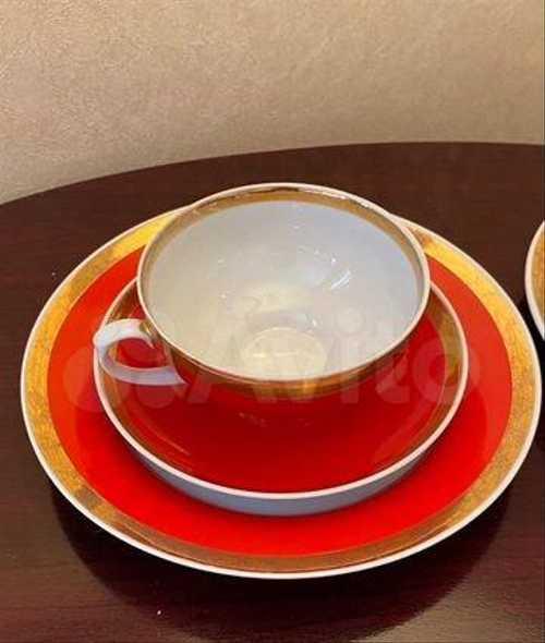 Чашка пара + тарелка десертная Дулево Рубин