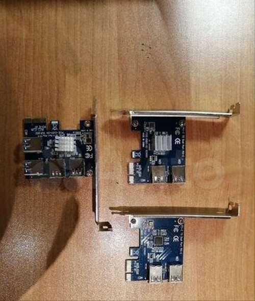 PCI-Express адаптер на 2 и 4 USB для райзеров