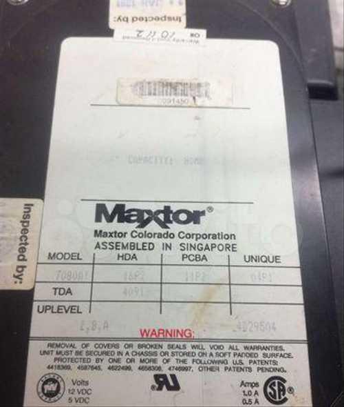 HDD Жесткий диск Maxtor 1991г