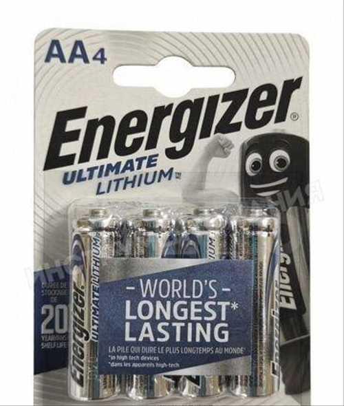 Батарейки литиевые AA LR6 energizer lithium 4 шт E301535300