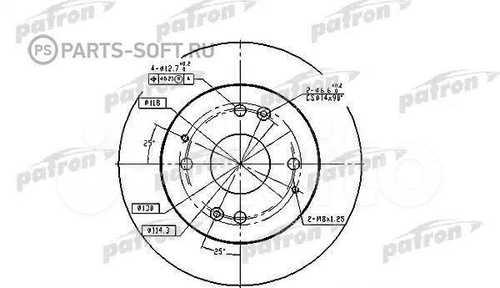 Patron PBD2669 Диск тормозной задн honda accord IV 90-93, accord IV Aerodeck 91-93, accord IV купе 92-93, accord V Aerodeck 93-98, accord V купе 93-98
