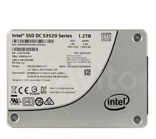 Жесткий диск SSD 2.5" 1200Gb Intel S3520 Series (380/450MBs, 17500 iops, MLC 3D nand, SATA-III) ssdsc2BB012T701