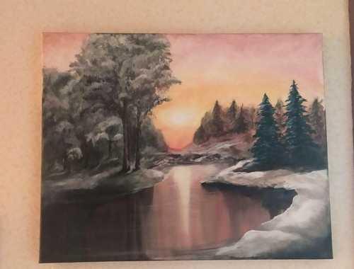 Картина "Зимняя речка"