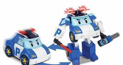 Машинка Robocar Poli Silverlit Поли трансформер со светом и инструментами, 12,5 см, Poli (83094)