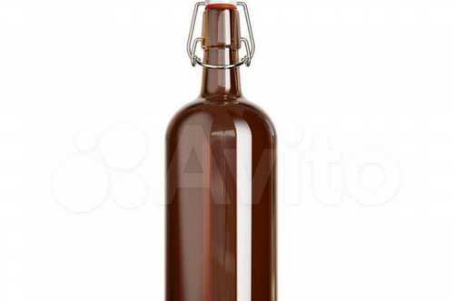 Бутылка бугельная с пробкой П-32-10-1000 коричнево