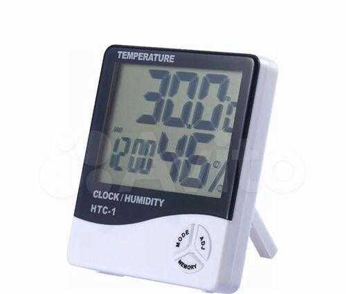 Цифровой термометр + гигрометр + часы HTC-1