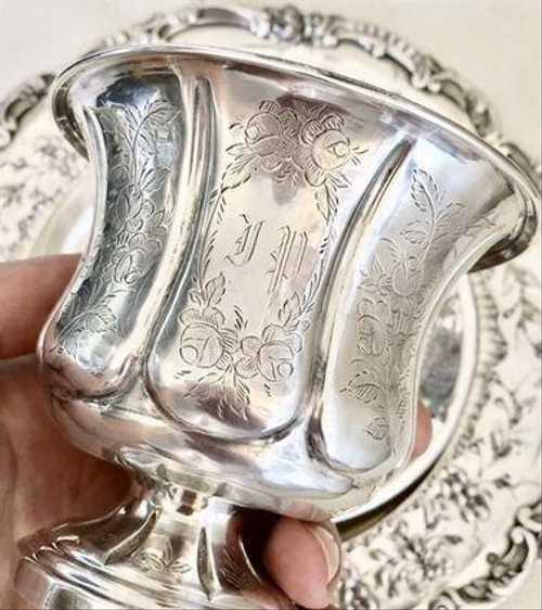 Чашка-кубок с Блюдцем серебро 1850 год