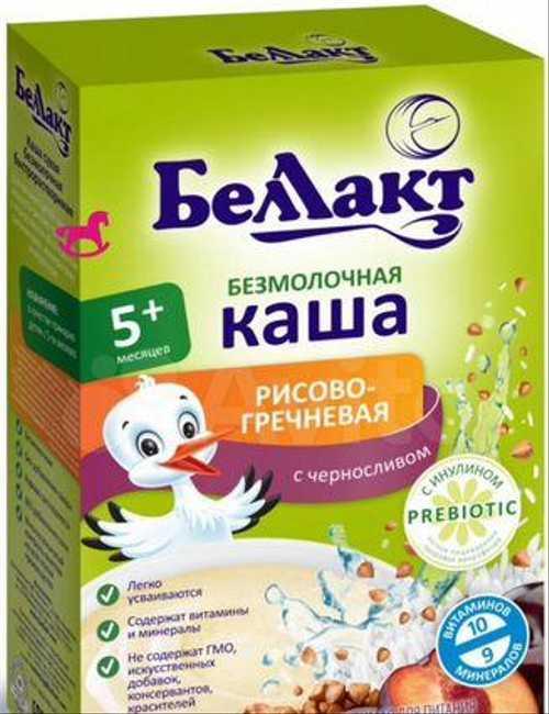 Каша Беллакт безмолочная рисово-гречневая с черносливом,с инулином с 5 мес 200 г