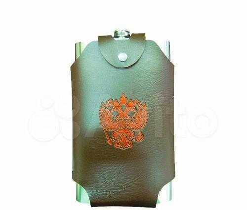 Фляжка 240мл 8oz Green Hip Flask Россия Кожанный ч