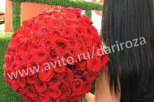 101 красная роза Россия (40 см)
