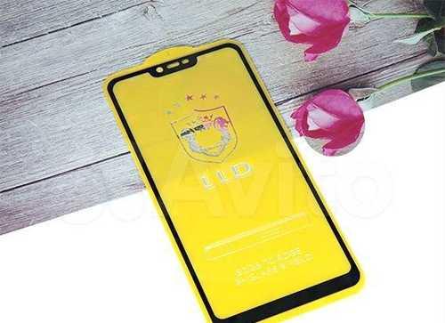 Защитное стекло для motorola E6 Plus full glue (желтая основа) пакет черный